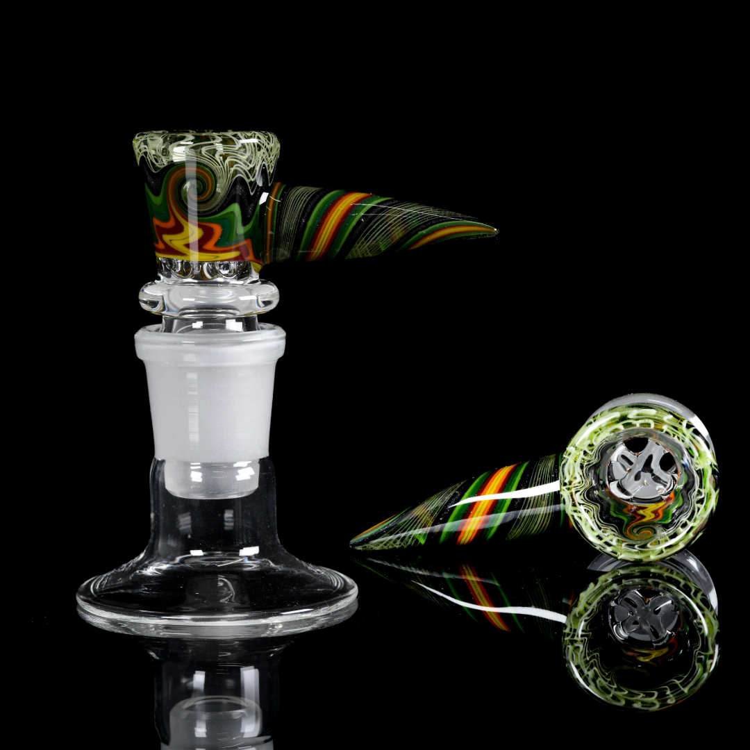 Mike Fro - 4 Hole Wig Wag 18mm Slide - 3 – Baked Turkey Heady Glass
