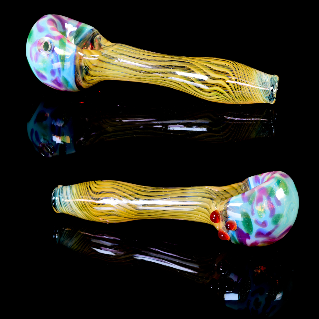 Kitty Meow Glass - Wrap and Rake Fumed Pipe - 2 – Baked Turkey Heady Glass