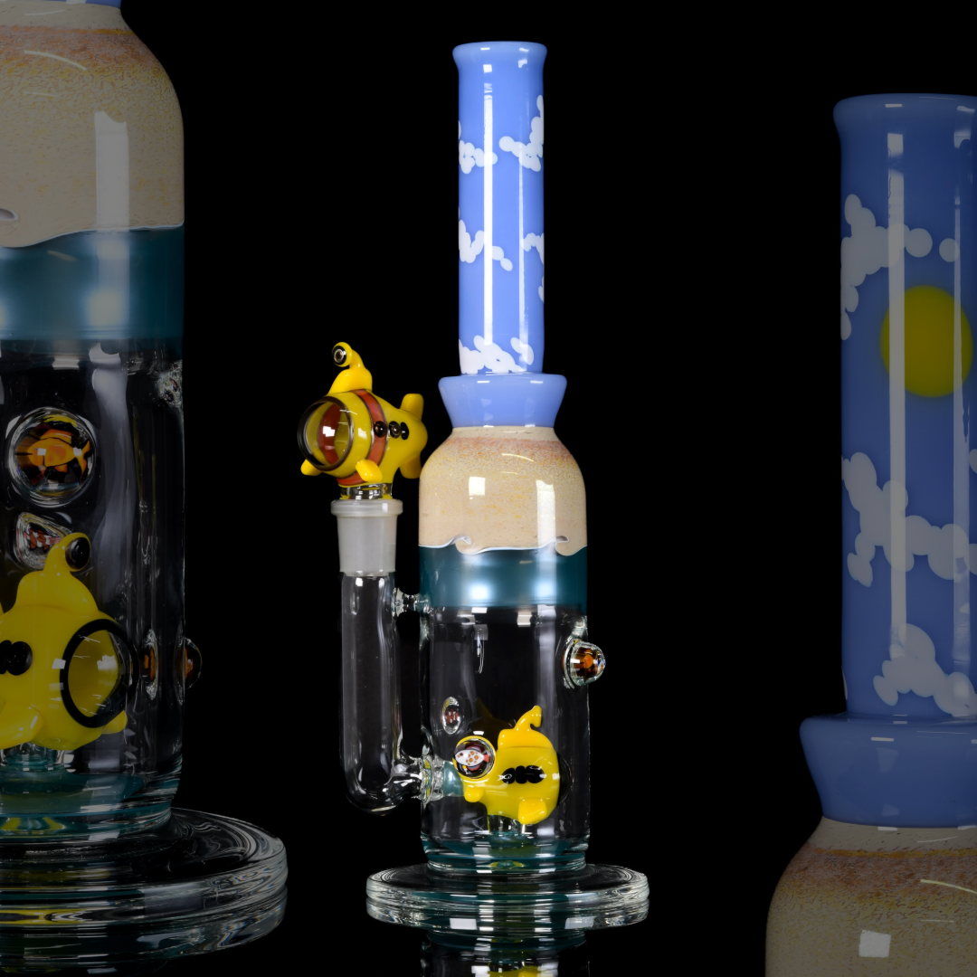 Burtoni - Yellow Submarine Bong W/ 3 Bowls – Baked Turkey Heady Glass